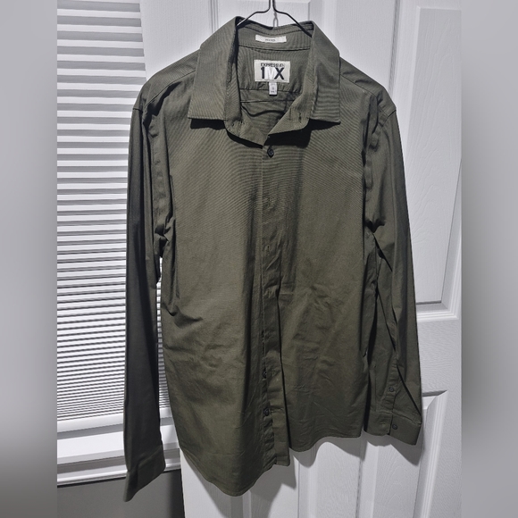 Express | Shirts | New Large Olive Green Express Mx Fitted Dress Shirt ...